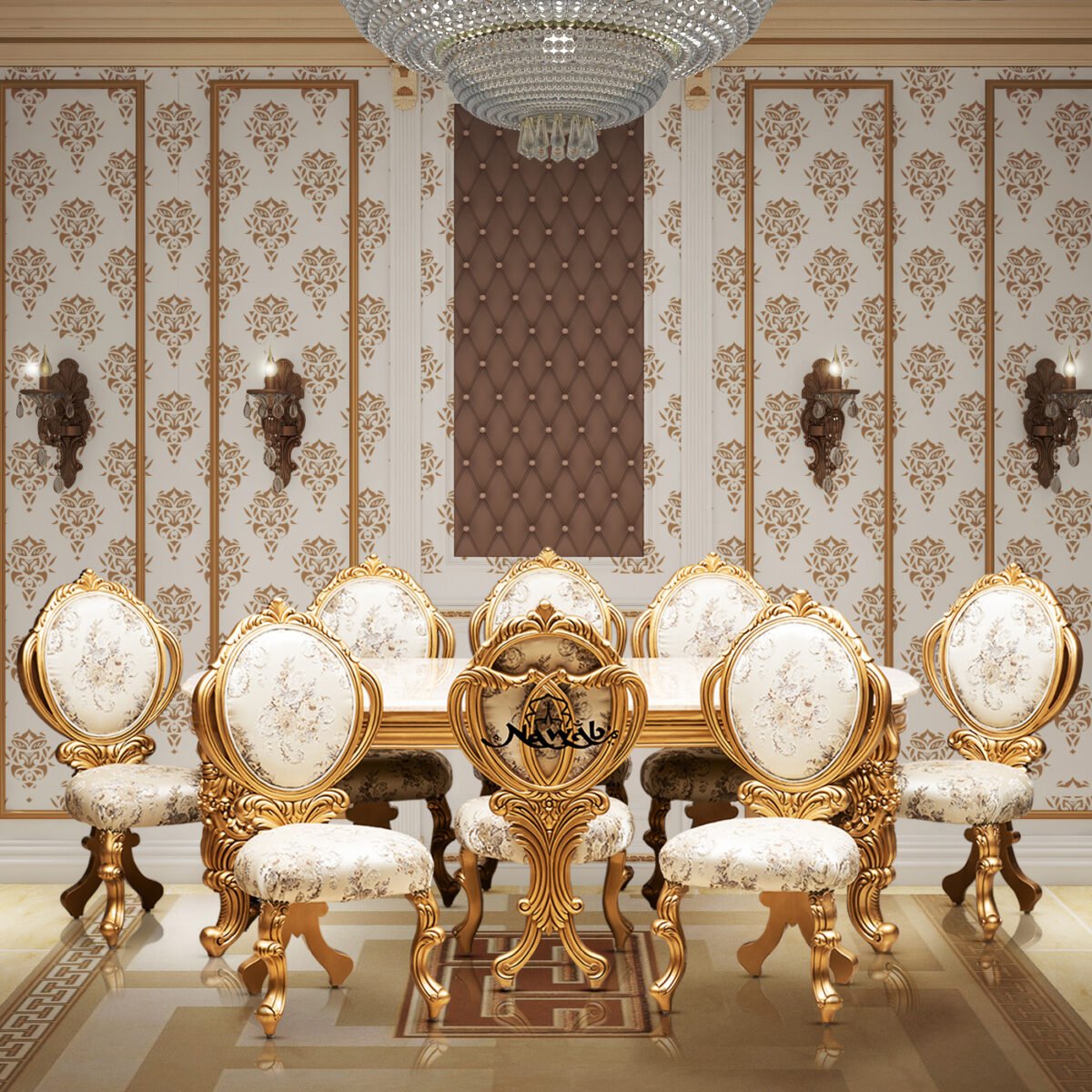 Teak wood PU of white polish suede fabric with quilting italian marble ...